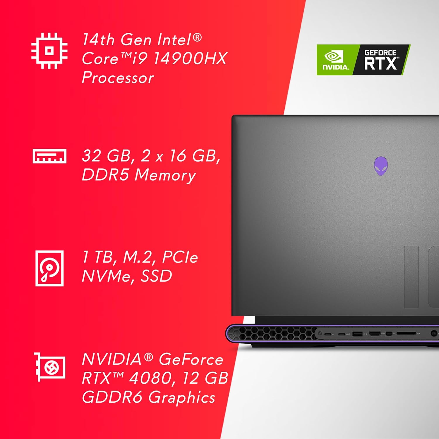 Alienware m18 R2 QHD+ 165H RTX 4080 12GB i9-14900HX 32GB RAM 1TB SSD